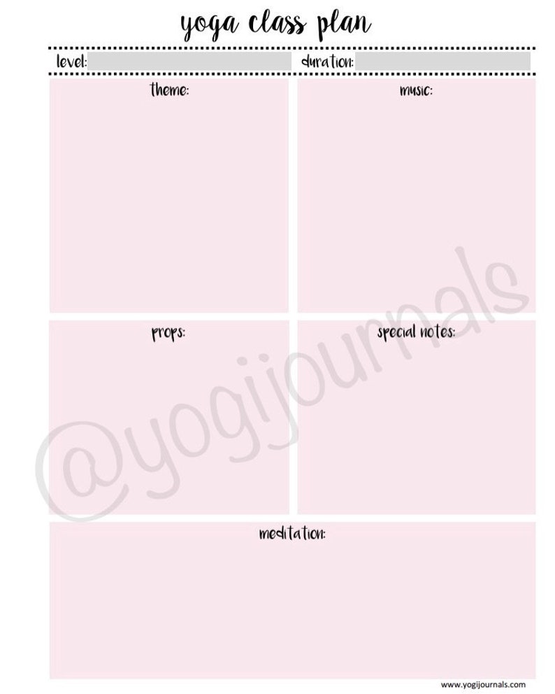 Yoga Class Plan Set Printable, 5 Pages, 5 Colors, Letter Size - Etsy