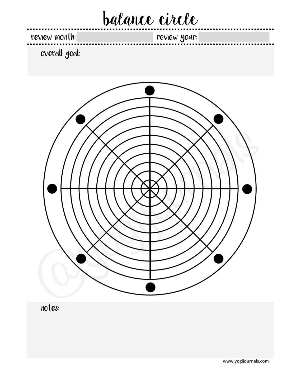 Balance Circle Self Care Printable - Etsy