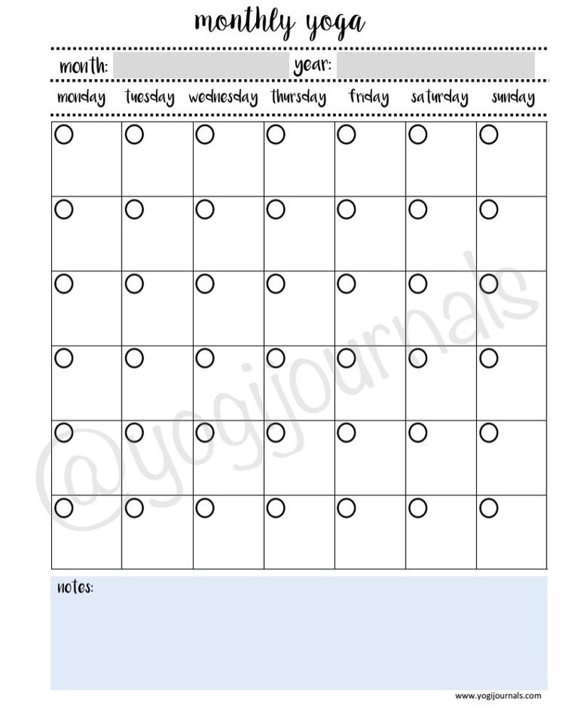 Yoga Journal Tracker Printable Bundle, 5 Pages in 5 Colors, Letter Size ...