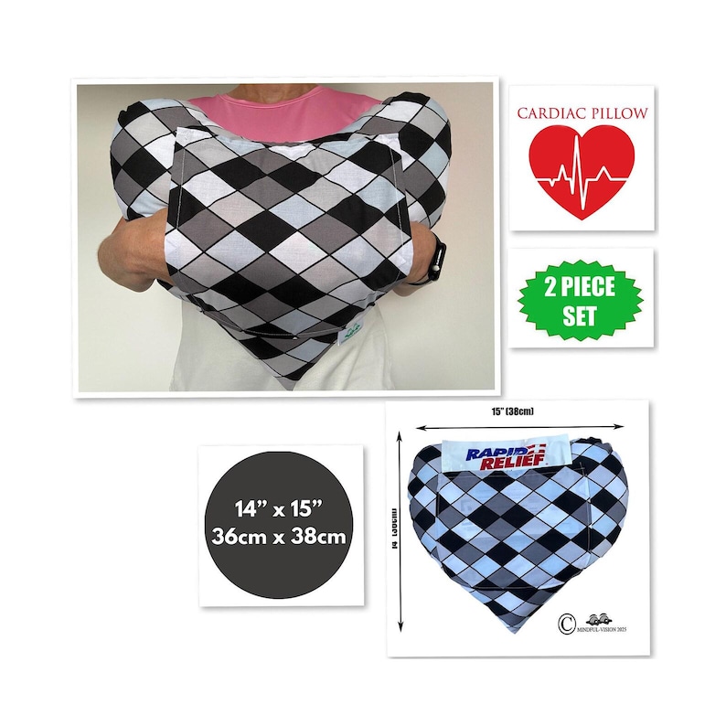XL Heart Surgery Recovery Hug Pillow With Pockets & Gel Pack: Post-op ...