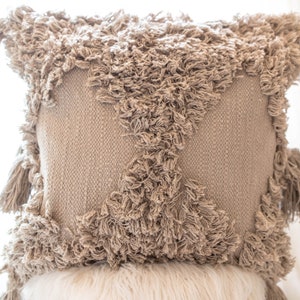 Toffee Brown Tassel Pillow Cover, Handwoven Pillow Cushion , Tufted ...