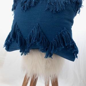 Classic Blue Fringe Pillow Cover, Boho Fringe Throw Pillow Cover 20" X ...