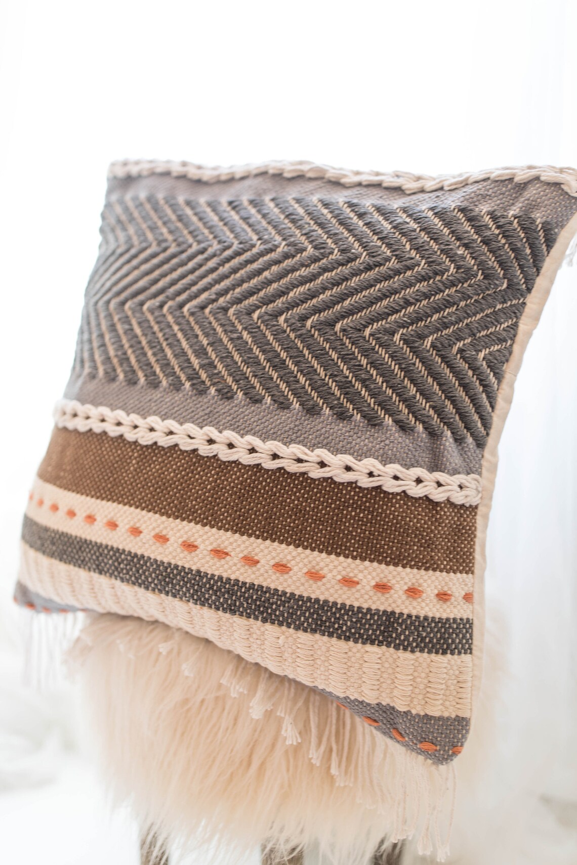Textured Herringbone Chevron Pattern Woven Pillow Cover Gray - Etsy