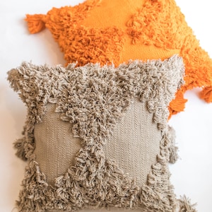 Toffee Brown Tassel Pillow Cover, Handwoven Pillow Cushion , Tufted ...