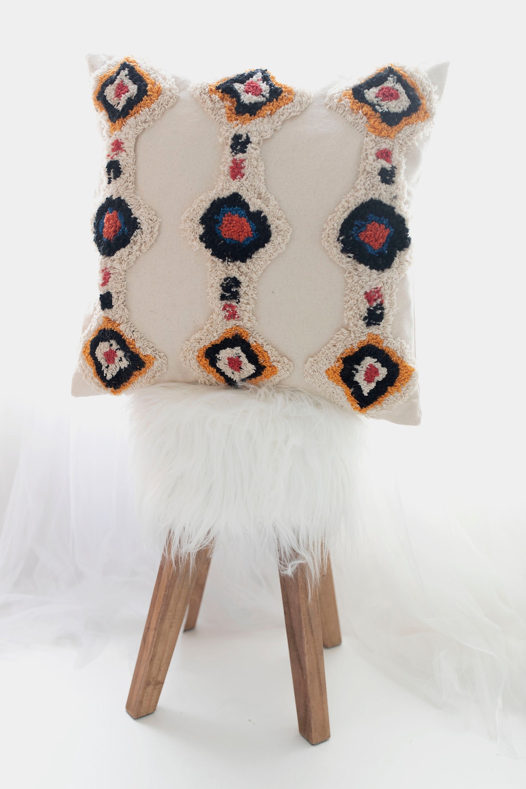 Textured Tufted Pillow Cover 18" X 18" Inch , Decorative Cotton Pillow ...