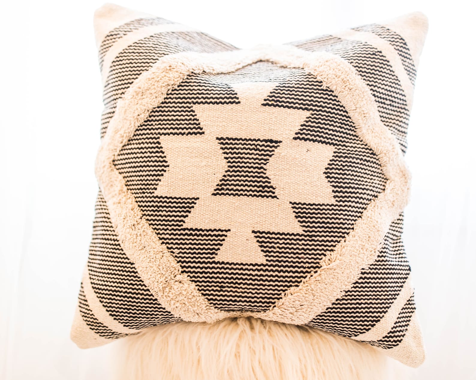 Geometric Kilim Woven Throw Pillow Cover Handwoven Black and - Etsy