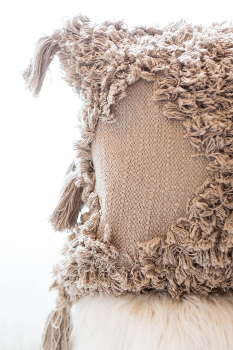Toffee Brown Tassel Pillow Cover Handwoven Pillow Cushion - Etsy