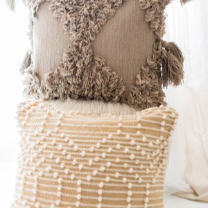 Toffee Brown Tassel Pillow Cover, Handwoven Pillow Cushion , Tufted ...