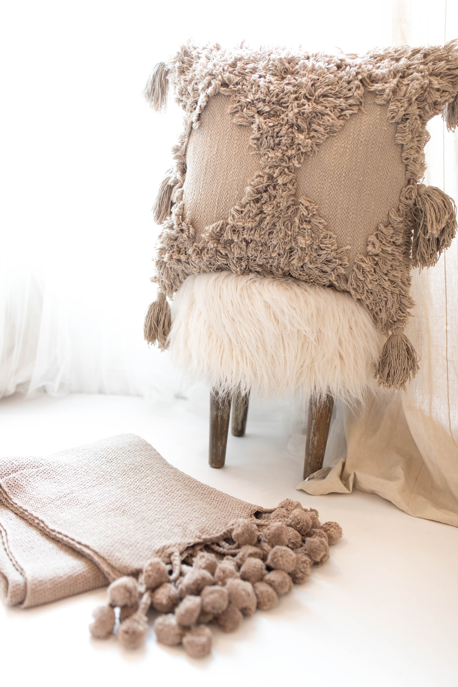 Toffee Brown Tassel Pillow Cover Handwoven Pillow Cushion - Etsy