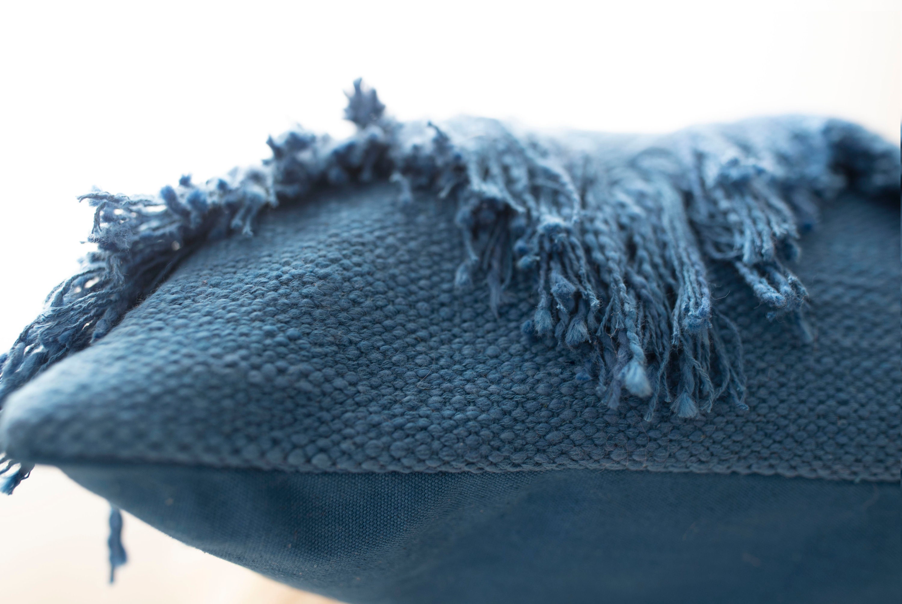 Classic Blue Fringe Pillow Cover Boho Fringe Throw Pillow | Etsy