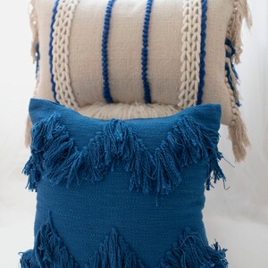 Classic Blue Fringe Pillow Cover, Boho Fringe Throw Pillow Cover 20" X ...