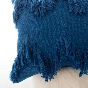 Classic Blue Fringe Pillow Cover, Boho Fringe Throw Pillow Cover 20" X ...