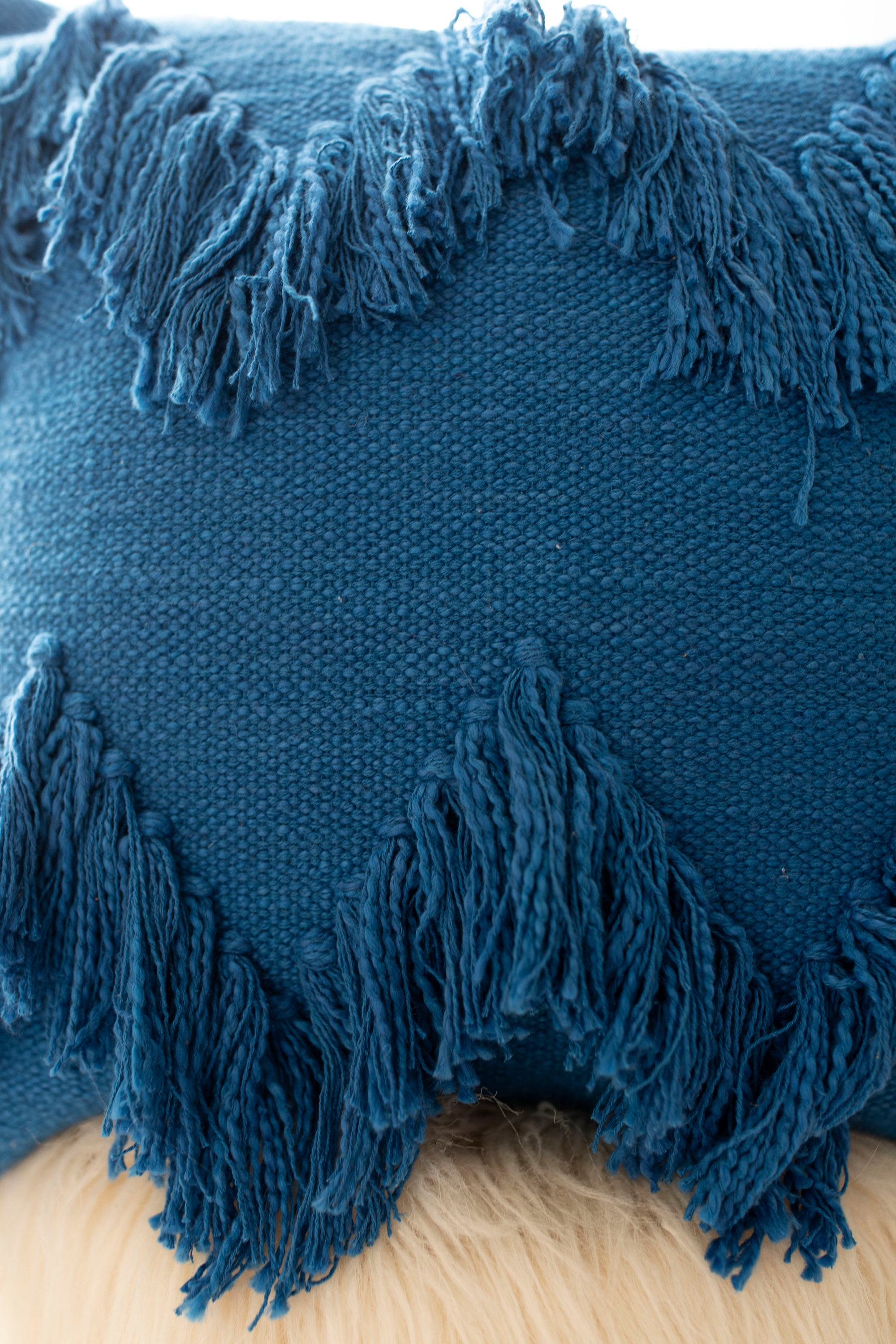 Classic Blue Fringe Pillow Cover Boho Fringe Throw Pillow | Etsy