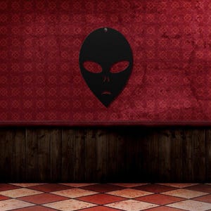 Alien Head Silhouette Metal Wall Art | Unique Wall Sculpture | Outdoor ...