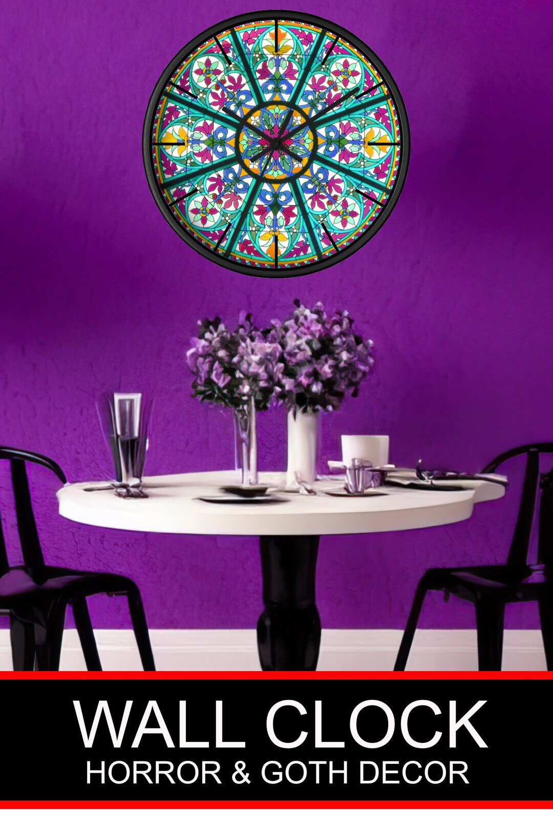 Unique Wall Clock Gift for Her Goth Clock Goth Wall Art Blue - Etsy