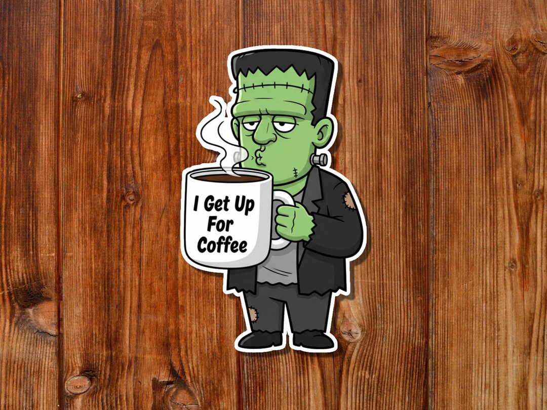 Frankenstein Coffee Sticker, Horror Vinyl Decal, Halloween Gift ...