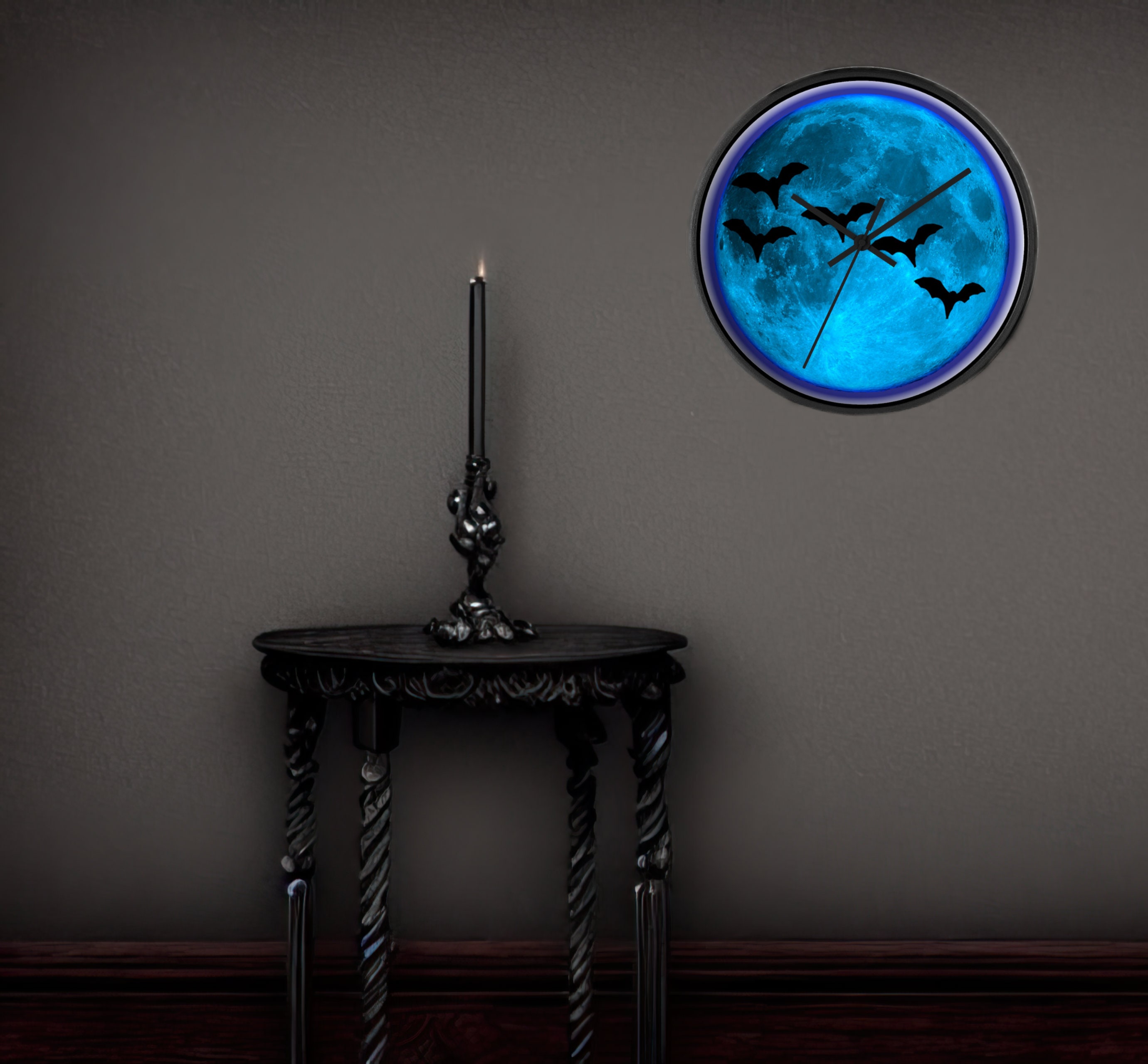 Blue Moon Clock Halloween Decoration Fall Room Decor Horror - Etsy.de