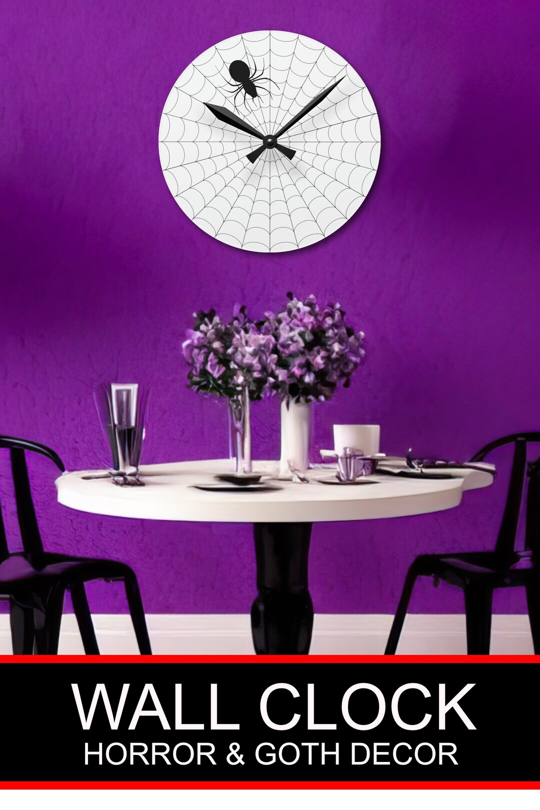 Unique Wall Clock Goth Wall Art Horror Lover Gift for Her Goth Clock ...