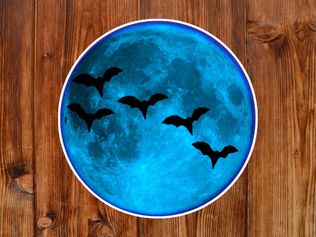 Halloween Goth Blue Moon Sticker, Decal for Tumbler, Waterproof Water ...
