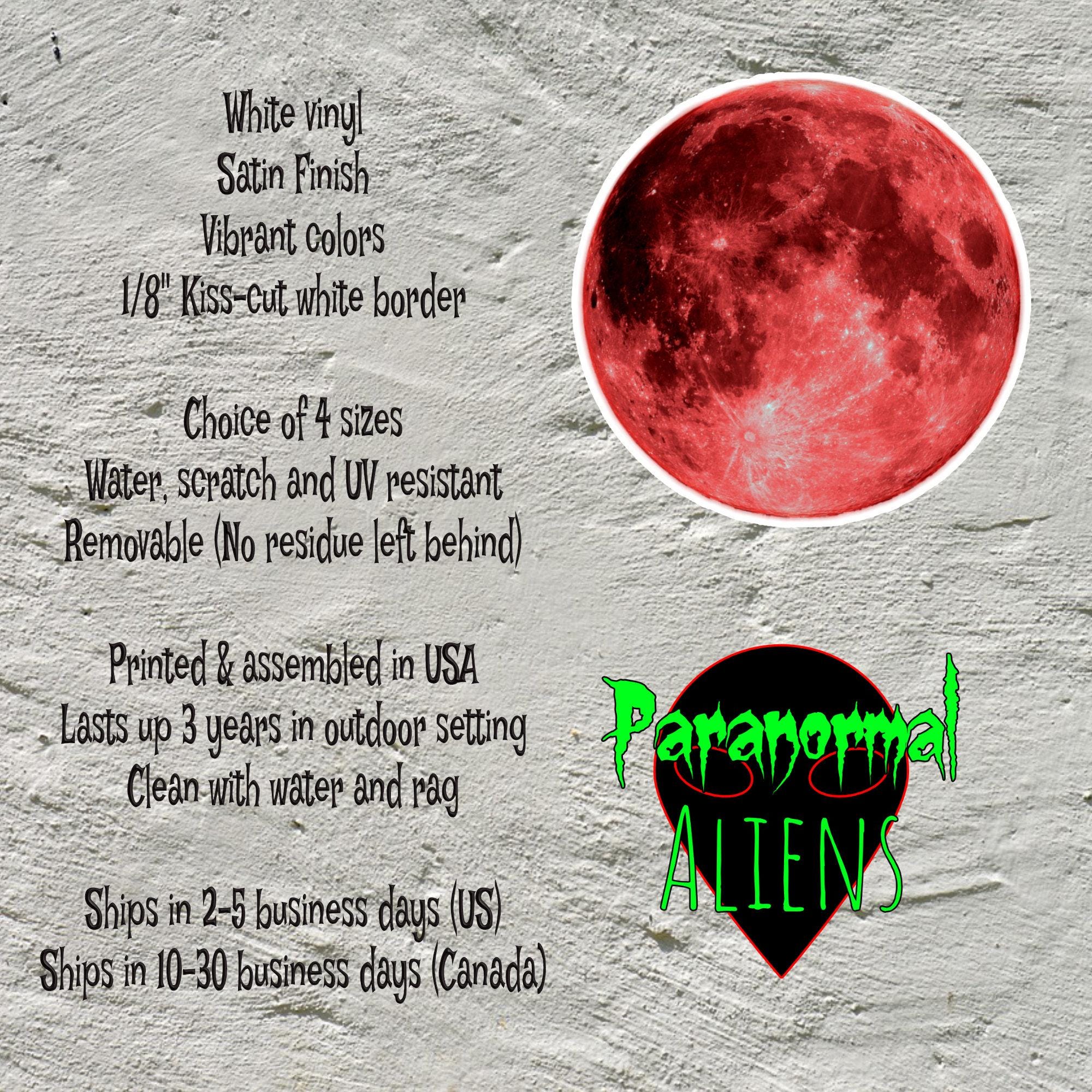 Red Moon Sticker, Water Bottle Decal for Tumbler, Waterproof Vinyl, Red ...