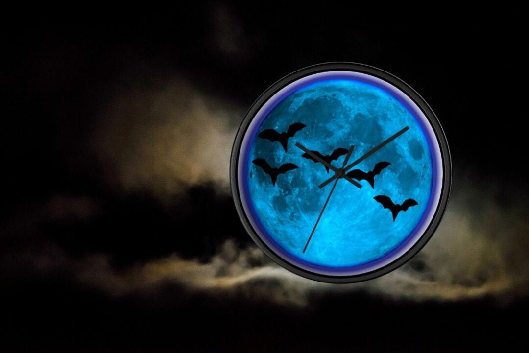 Blue Moon Clock Halloween Decoration Fall Room Decor Horror - Etsy
