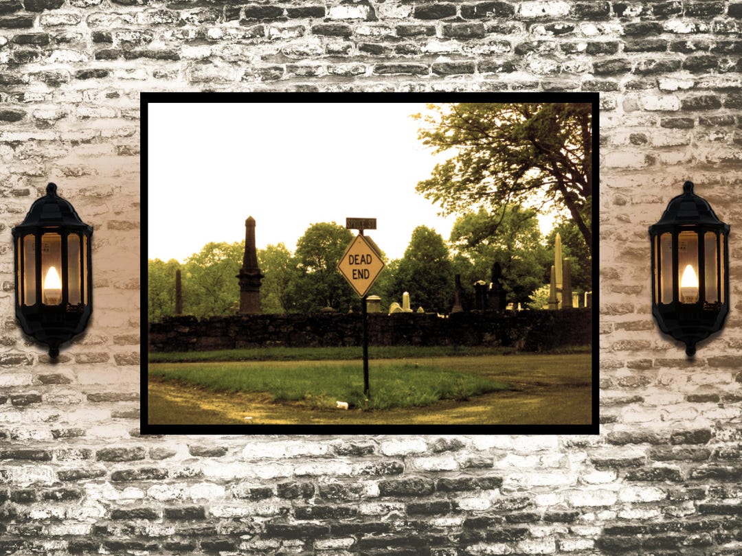 Ironic Cemetery Wall Art | Dead End Graveyard Poster | Dark Art Print ...