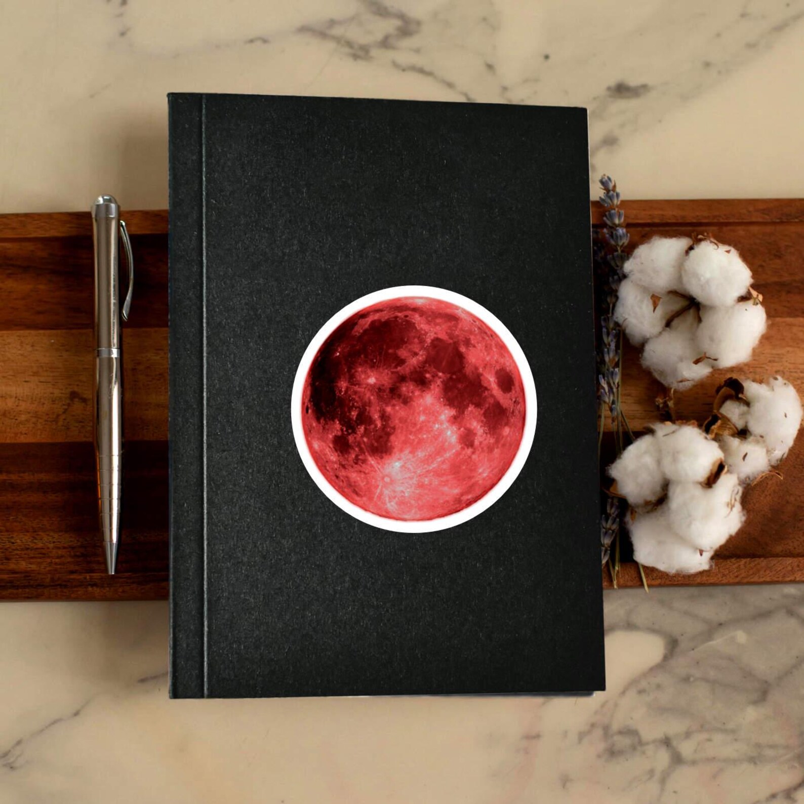 Red Moon Sticker, Water Bottle Decal for Tumbler, Waterproof Vinyl, Red ...