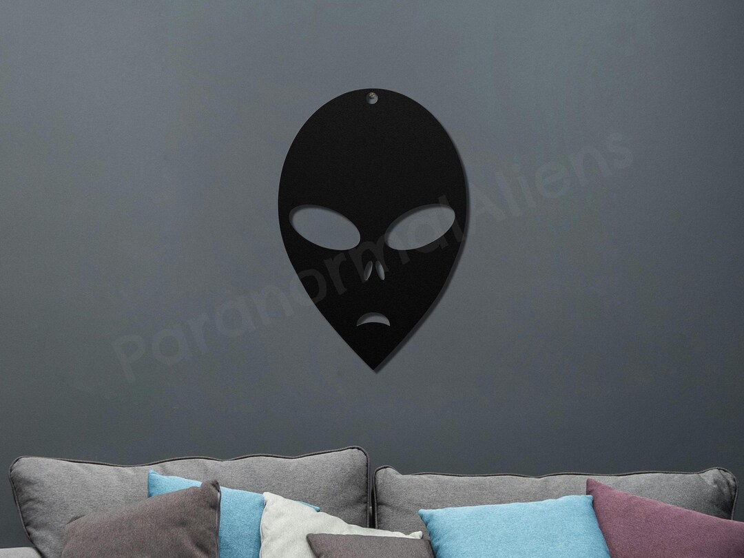 Alien Head Silhouette Metal Wall Art | Unique Wall Sculpture | Outdoor ...