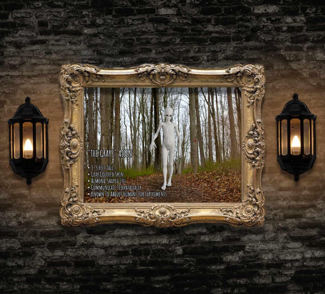 Gray Alien Poster, Scary Art Print, UFO Lover Gift, Cryptid ...