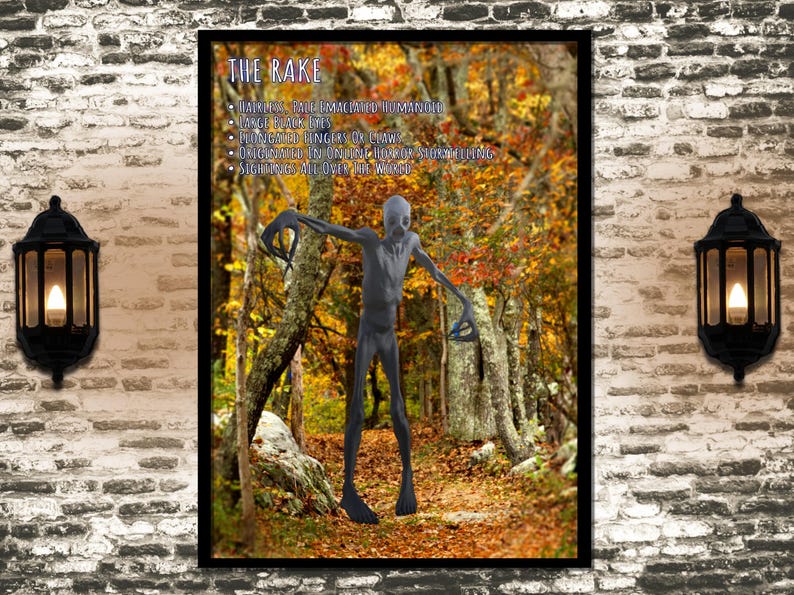 Creepy Scary Monster the Rake Poster, Dark Art Print, Horror Poster ...