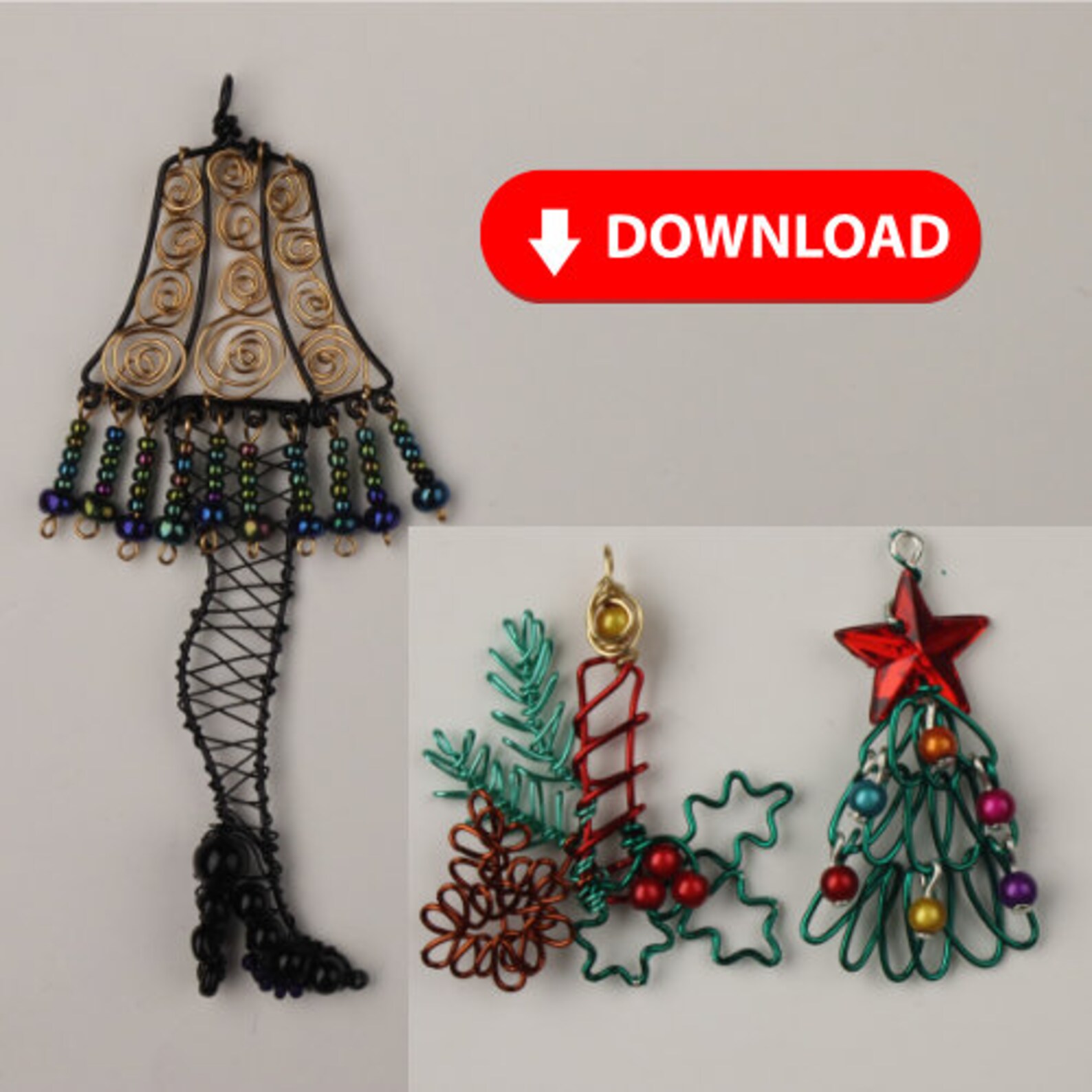 Printable Leg Lamp and Christmas Tree Ornament Templates Wire Art ...