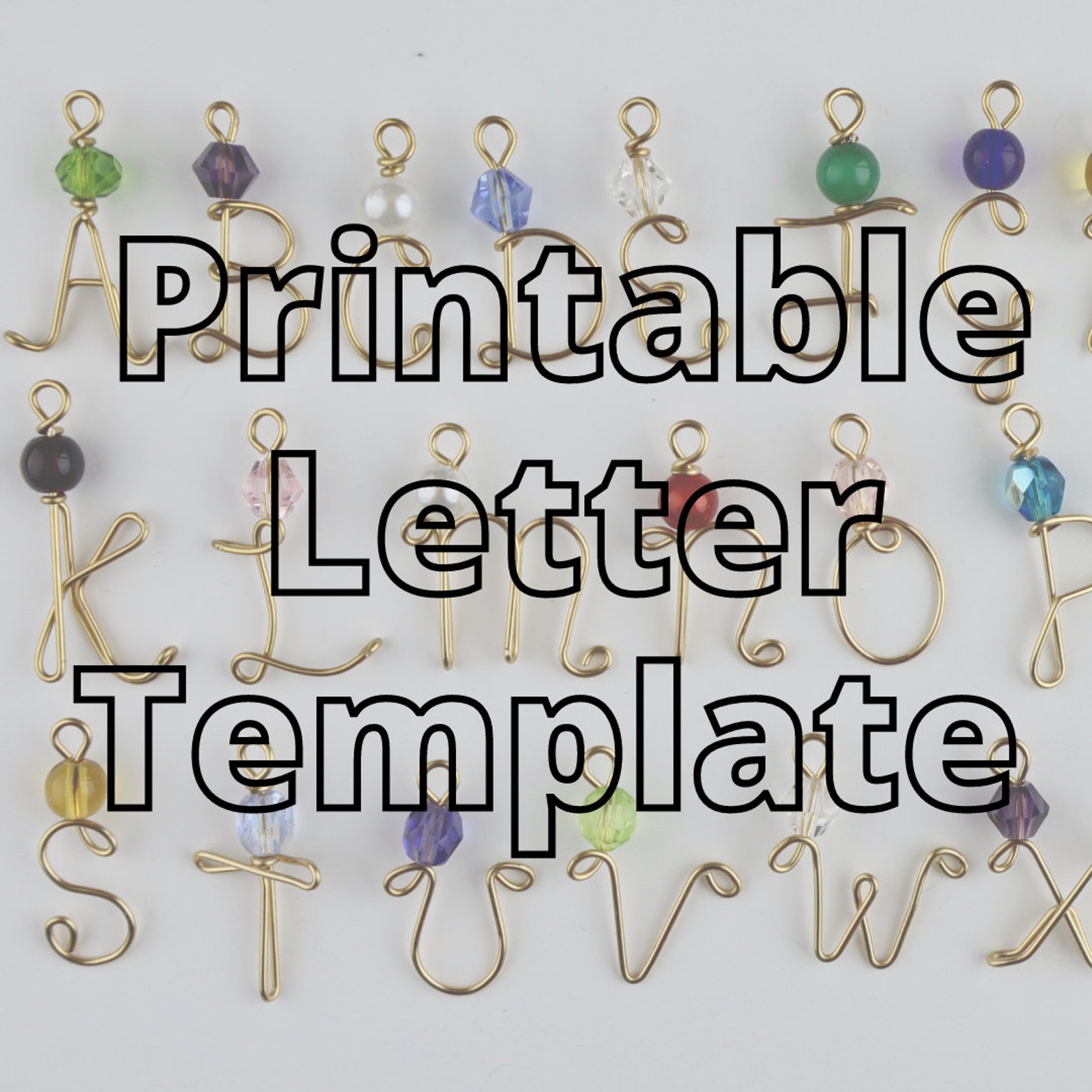 Printable Template for A-Z Wire Initial Letter Pendant // - Etsy