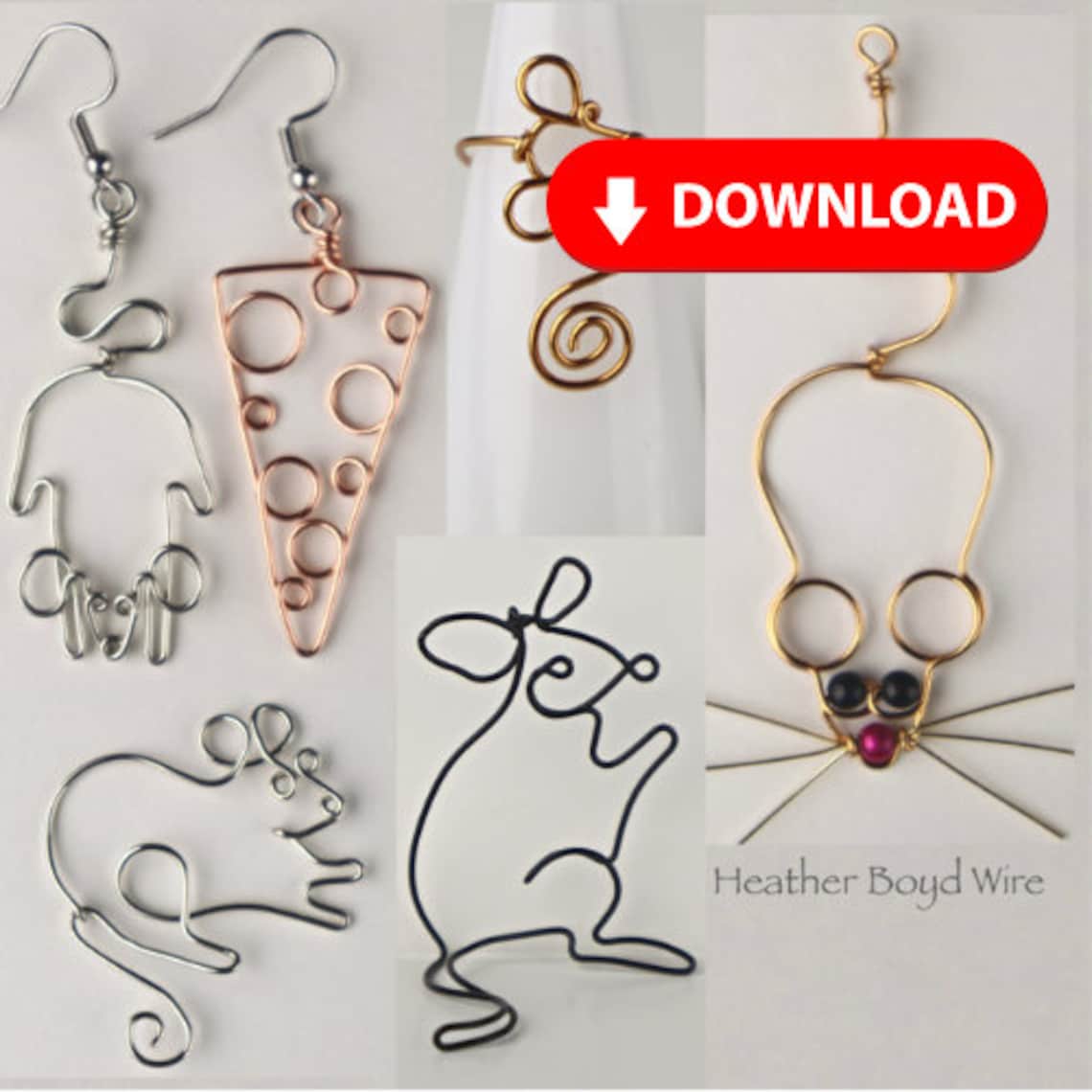 Printable Rats and Mouse Pendant Templates Wire Jewelry Making Pattern ...