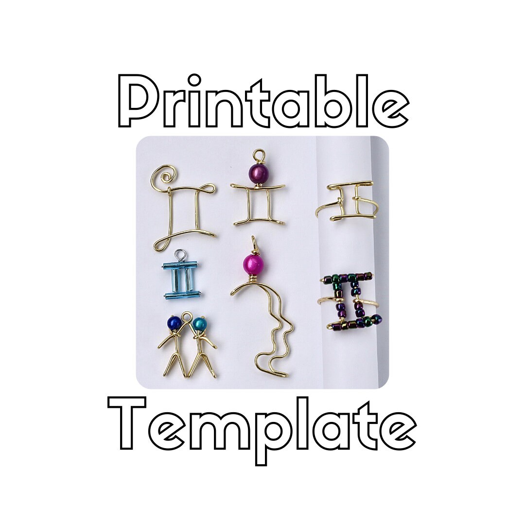 Printable Gemini Zodiac Jewelry Template // Youtube Tutorial PDF ...