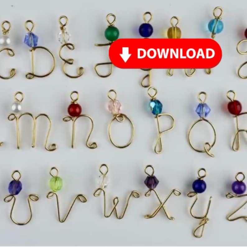 Printable Template for A-Z Wire Initial Letter Pendant Pattern PDF Download - Etsy
