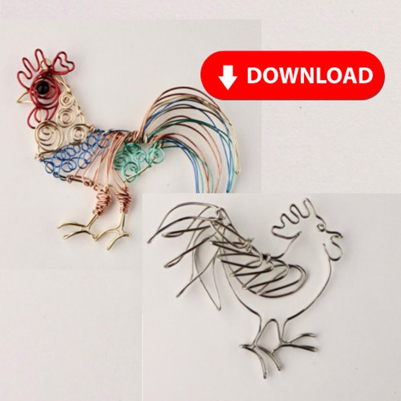 Printable Rooster Pendant Templates Wire Jewelry Making Pattern - Etsy
