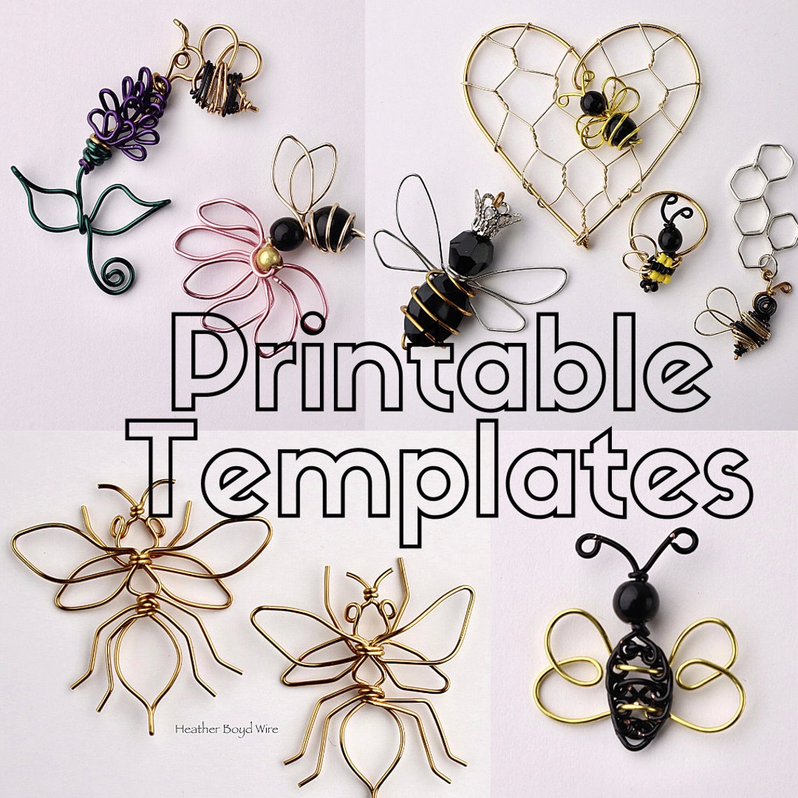 Printable Wire Bee Jewelry Template // Youtube Tutorial PDF - Etsy