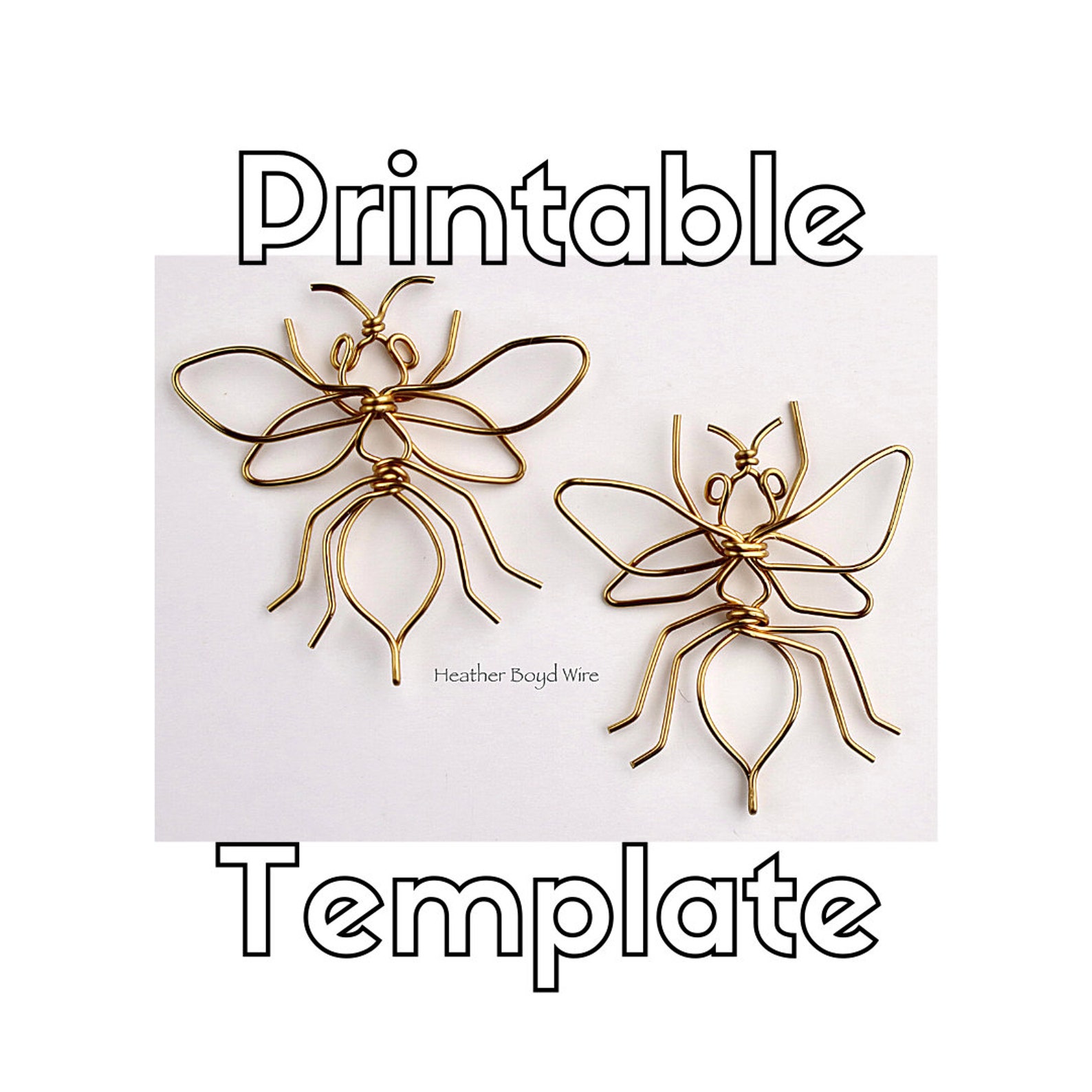 Printable Wire Bee Jewelry Template // Youtube Tutorial PDF Pattern ...
