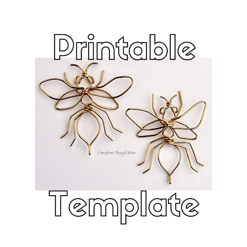 Printable Wire Bee Jewelry Template // Youtube Tutorial PDF Pattern - Etsy