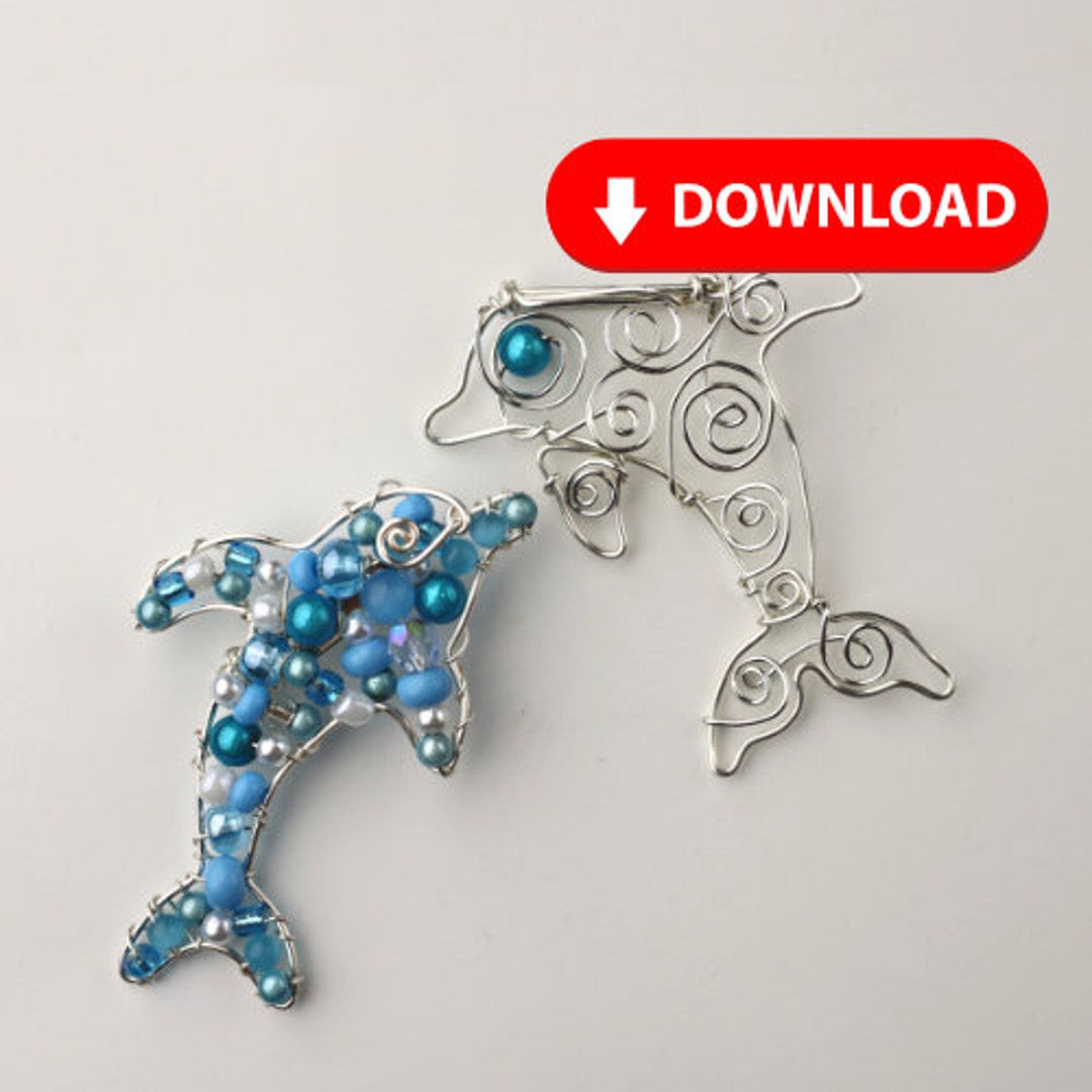 Printable Dolphin Brooch Template // Youtube Tutorial PDF Pattern - Etsy