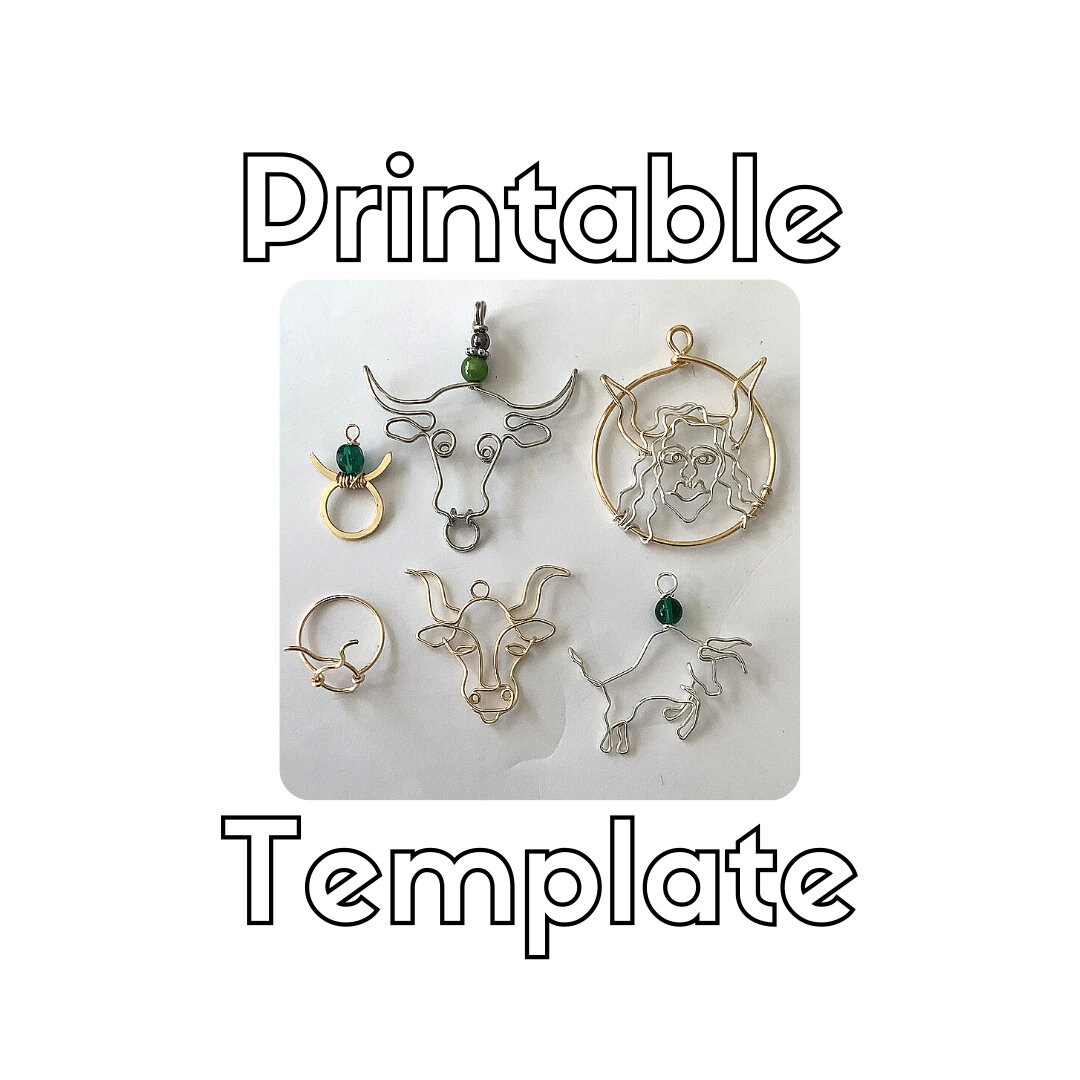 Printable Taurus Zodiac Jewelry Template // Youtube Tutorial PDF ...