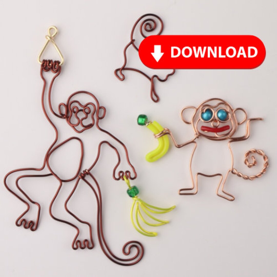 Printable Monkey Pendant Templates // Youtube Tutorial PDF - Etsy