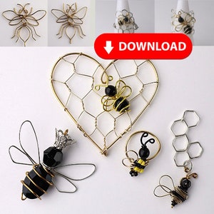 Printable Wire Bee Jewelry Template // Youtube Tutorial PDF Pattern - Etsy