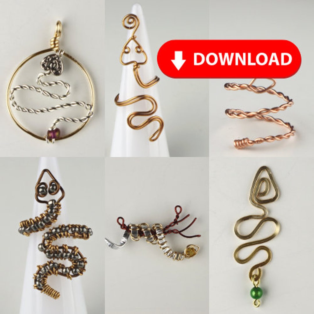 Snake Ring, Pendants & Earrings Wire Jewlery Templates // Digital ...