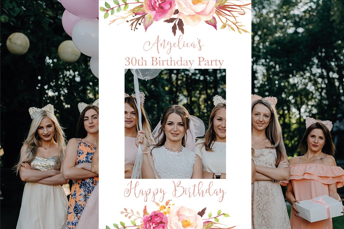 Birthday Photo Booth Frame Photo Booth Frame Floral Photo - Etsy