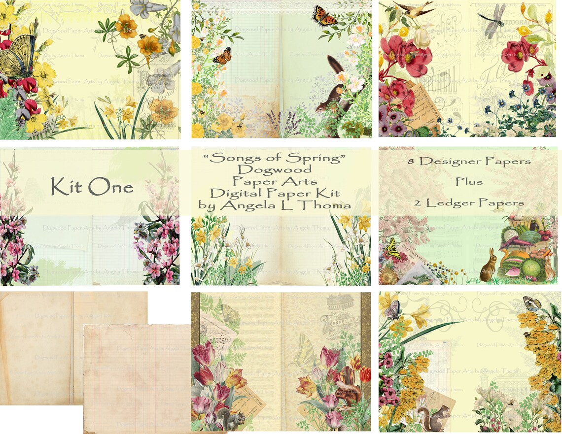 Songs of Spring Kit One, Digital Journal, Junk Journal, Spring Journal ...