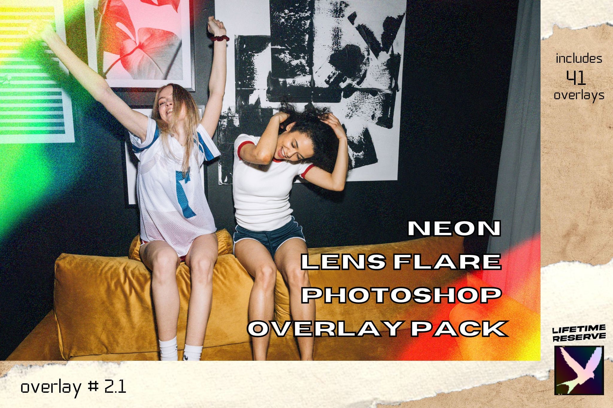 Neon Lens Flare Photoshop Overlay Pack - Detailed Texture, Grainy ...