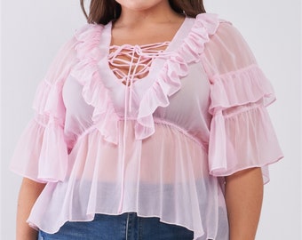 Sheer Ruffle Top | Etsy
