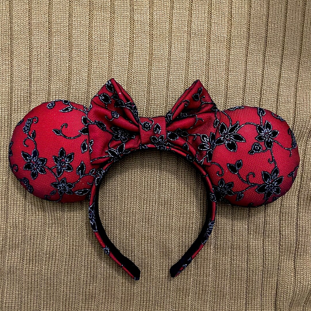 Red and Black Lace Ears / Mother Gothel Inspired Mouse Ears - Etsy