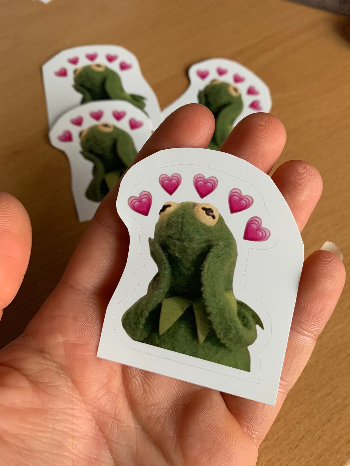 Cute Kermit Frog in Love Meme Sticker - Etsy